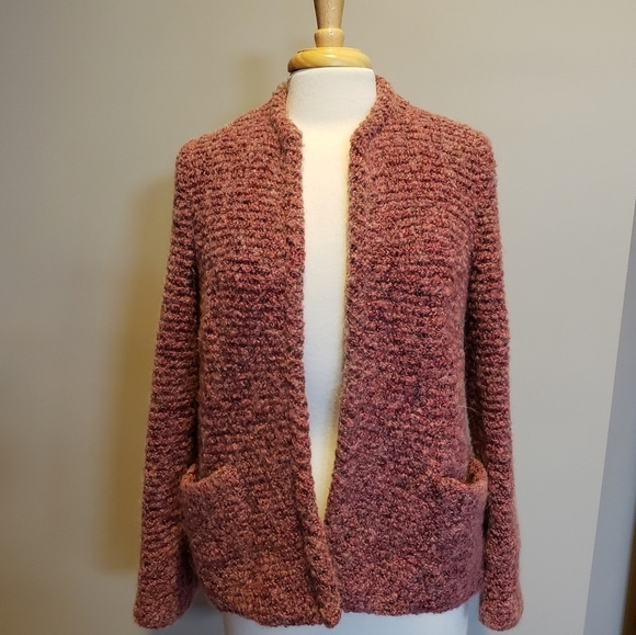 Hand knit | Jackets & Coats | Handmade Medium Raspberry Knit Open ...